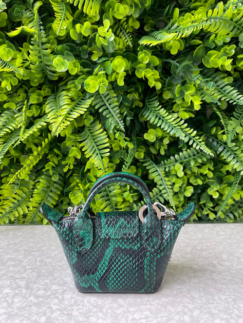 Mini Le Pliage Python Verde com Corrente Metálica – Bela Shop